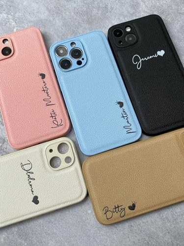 Custom Name iPhone Case - Personalized Leather Case for 15, 14, 13, 12, 11, XR, XS, X, 8, 7 Plus, Pro, Max, SE, Mini - Custom Text, Print, Initials, Monogram, Friends, Family, Love, Unique Gift idea