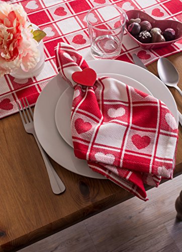 DII Valentine's Day Collection, Napkin Set, 20x20, Checkered Heart, 6 Piece