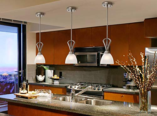 Possini Euro Design Milbury Satin Nickel Silver Mini Pendant Light 6" Wide Modern White Alabaster Glass Shade Fixture for Dining Room House Entryway Bedroom Kitchen Island Hallway High Ceilings