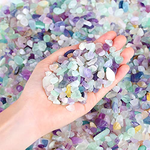 XIANNVXI Aquarium Gravel Rocks Fluorite Tumbled Chips Stone Crystals Pebbles Succulent Fish Tank Decorative Stones Natural Healing Crystals Bulk 0.87 lbs