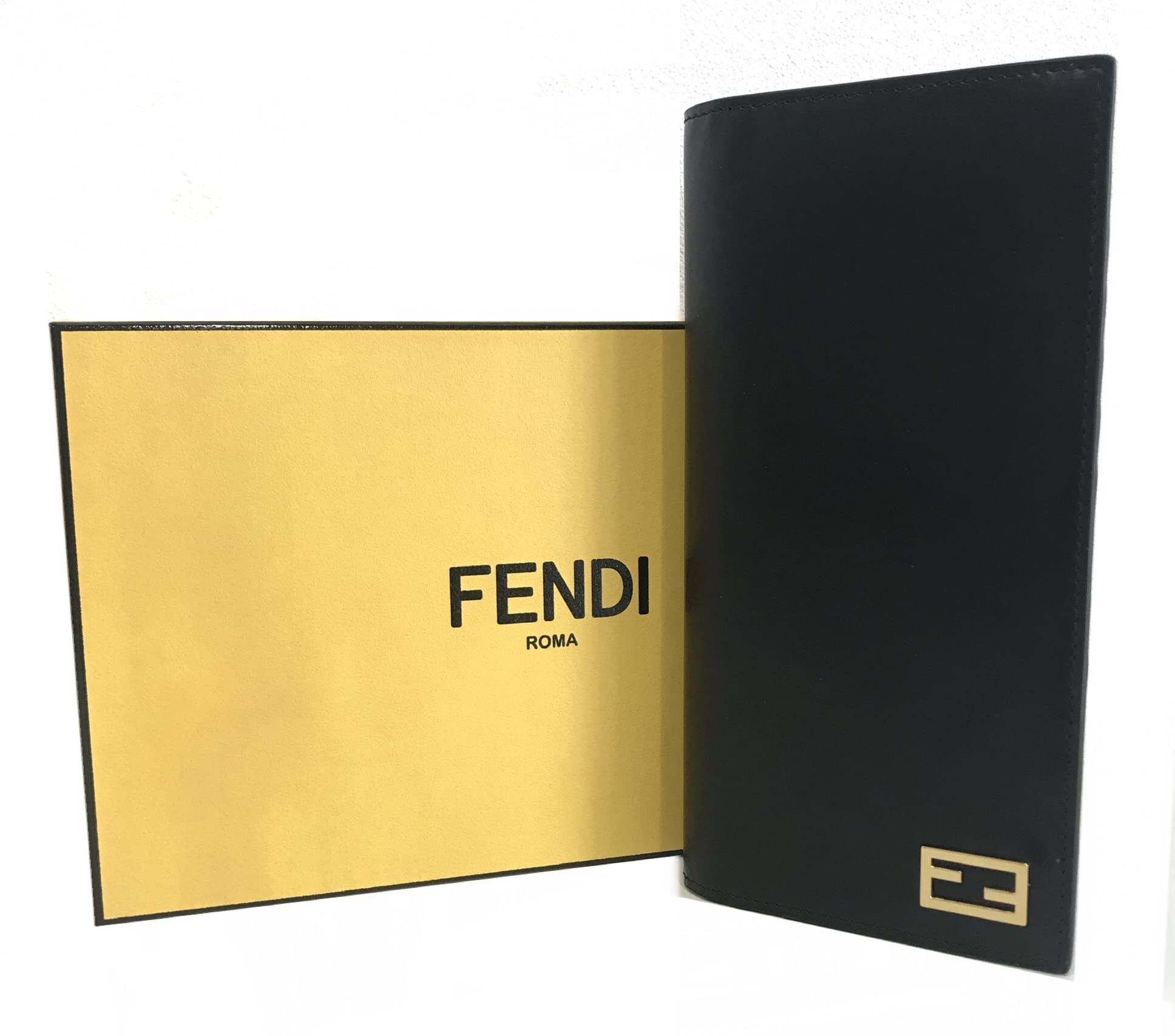 FENDI Baguette Nero Palmellato Leather Continental Vertical Wallet 7M0186
