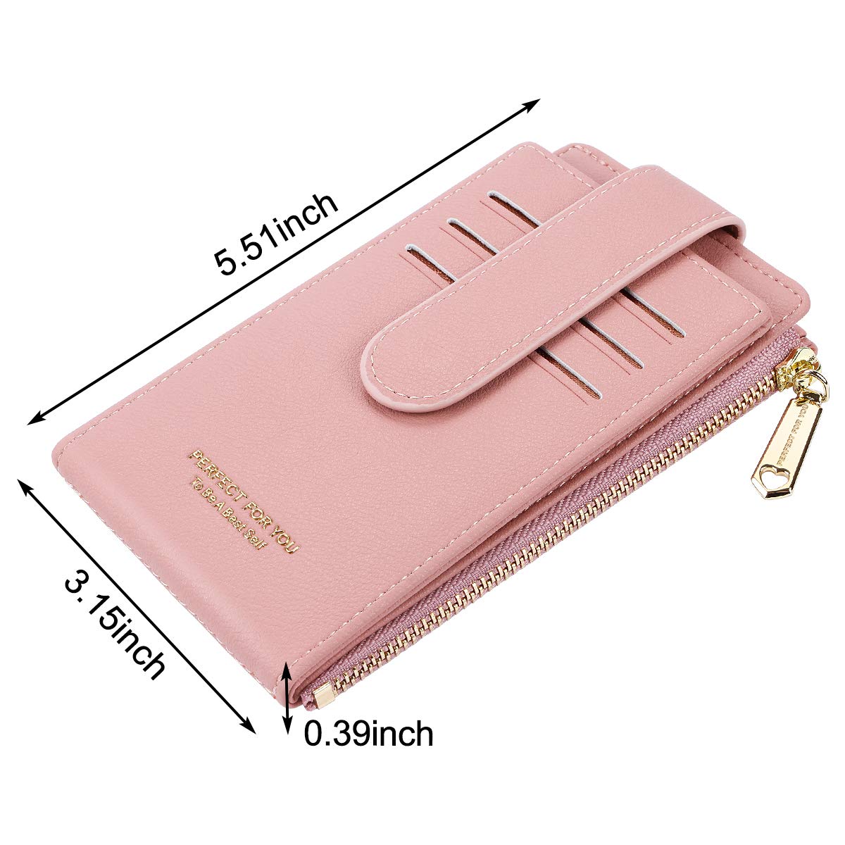 CYANB RFID Card Holder Wallet for Women Slim Bifold Zipper Card Cases Money Organizers Pink