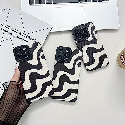 JYJFMLZC Compatible with iPhone 13 Cute Wave Pattern Mobile Case for Women Girls，Soft TPU Anti-Bump Phone Case Zebra Pattern Design Silicone Case for iPhone 13(Black&White)