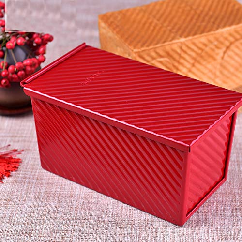 LI-GELISI Loaf Pan with Cover, Quick Release Coating Professional 1-Pound Non-Stick Loaf Pan(Red)