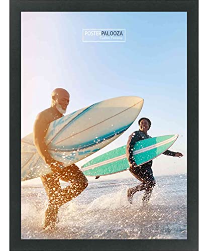 Poster Palooza 14x24 Frame Black Modern Solid Wood Picture Frame | UV Acrylic Plexiglass, Foam Board Backing & Hanging Hardware Included