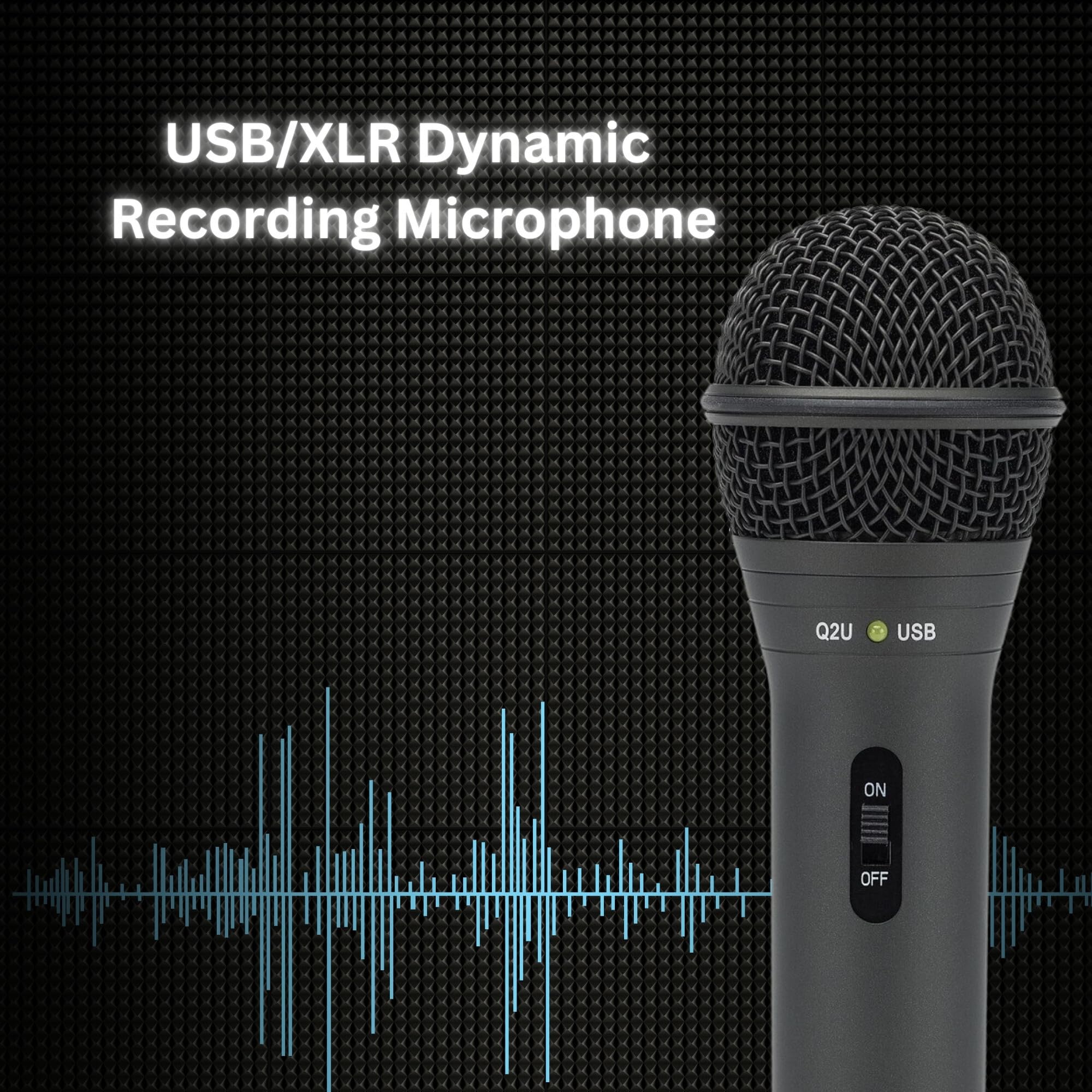 Samson Q2U Black Handheld Dynamic USB Microphone Bundle with Pop Filter and Closed Back Over-Ear Headphones (3 Items)
