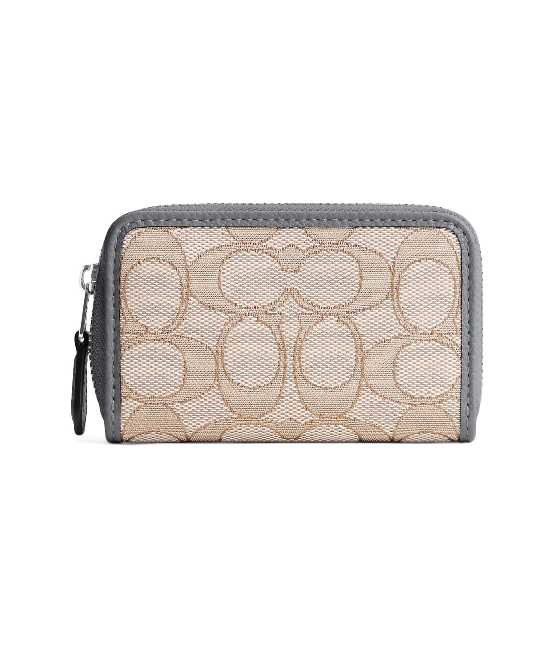 Coach Women's Box Program Signature Jacquard Small Zip Around Card Case, Stone, One Size