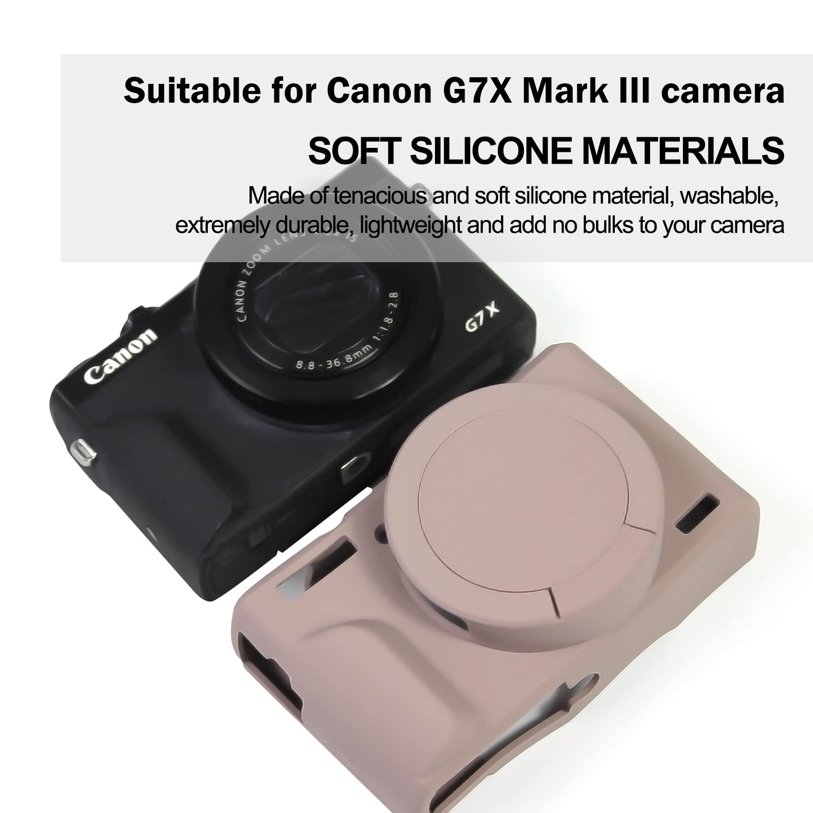 Easy Hood Case for Canon Powershot G7 X Mark III Digital Camera, Soft Silicone Protective Cover with Removable Lens Cover for Canon Powershot G7X Mark III DSLR Camera (Tiffany Pink)