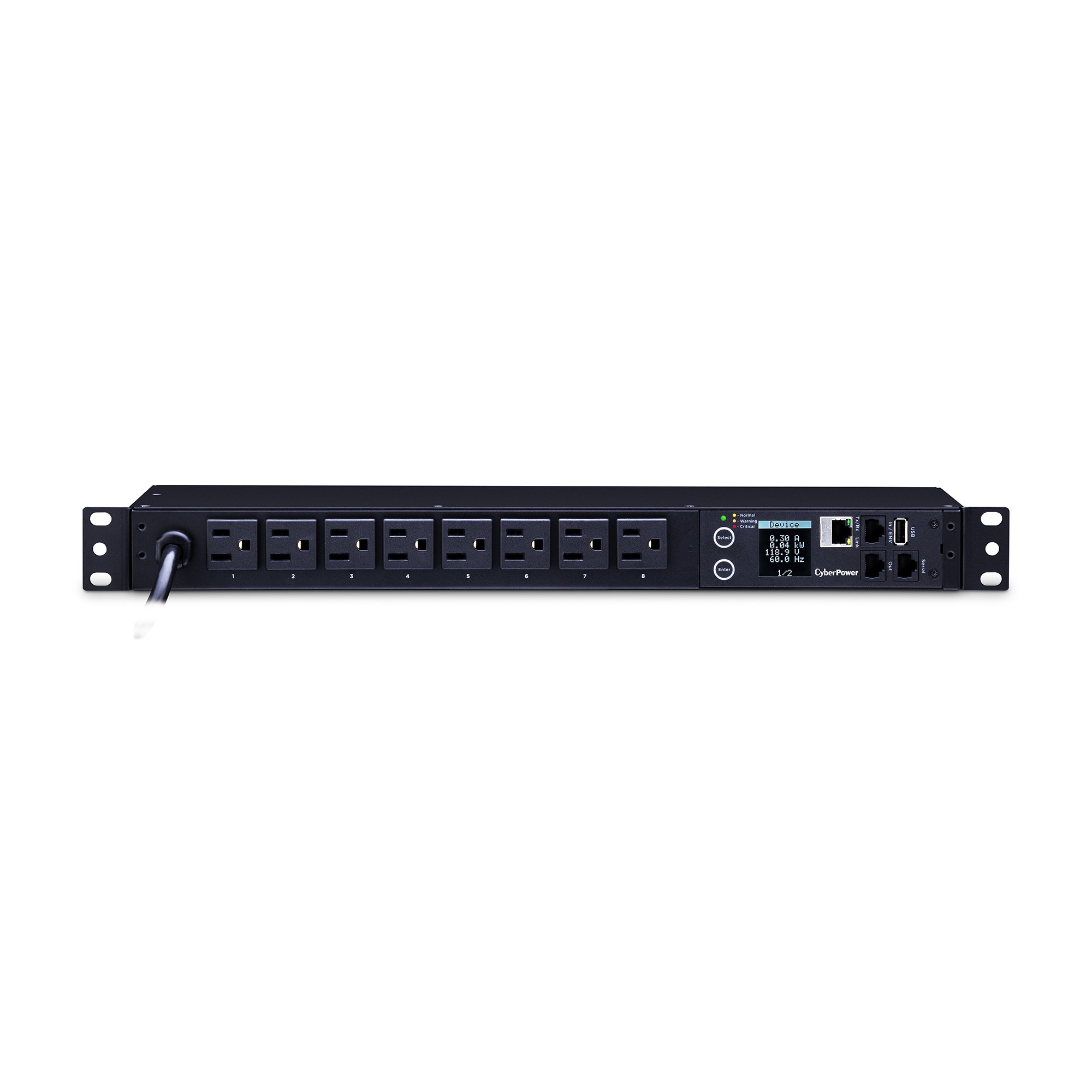 CyberPower PDU31001 Monitored PDU, 100-120V/15A, 8 Outlets, 1U Rackmount