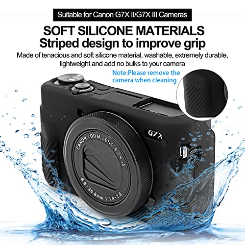 Easy Hood G7X Mark II Case G7X Mark III Case G7X Camera Silicone Case,Soft Silicone Protective Cover for Canon Powershot G7X Mark III DSLR Camera(Black)