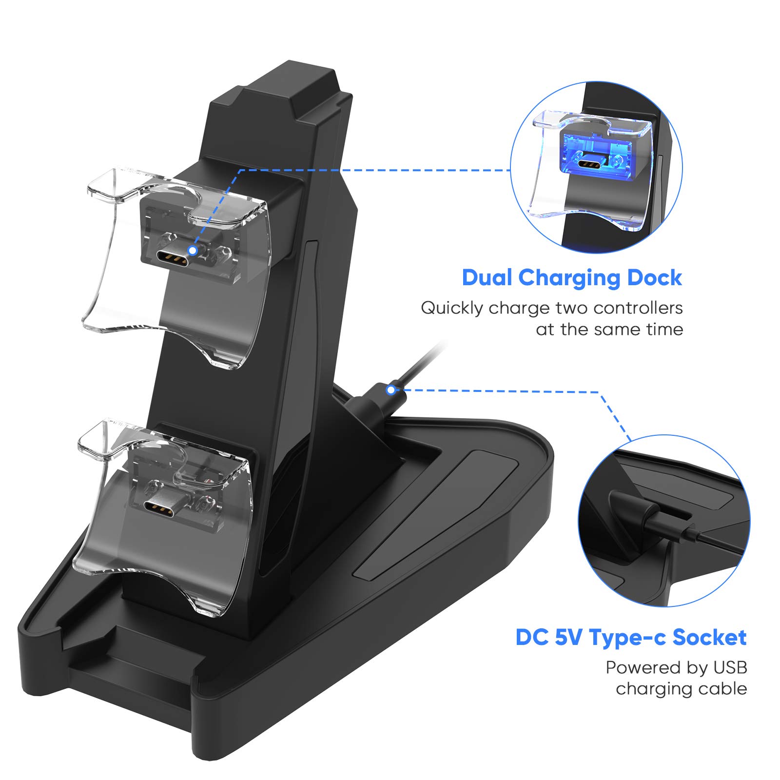 Charging Station for Xbox Series X|S Controller, Dual Conroller Charger Docking Station with 2 Packs 1400mAh Rechargeable Battery and Charging Cable for Xbox Series X|S Controllers