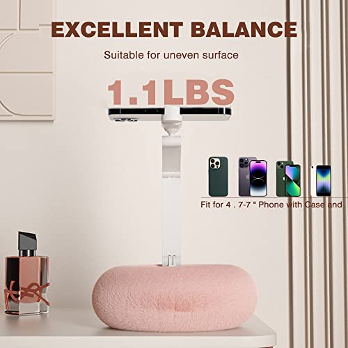 Gooseneck Cell Phone Holder Bed, Angle Height Adjustable Soft Pillow Holder for Bed,Compatible with 14 Pro Max 13 Pro Max ect.,Samsung S10 S9 S8 & Other (Pink)