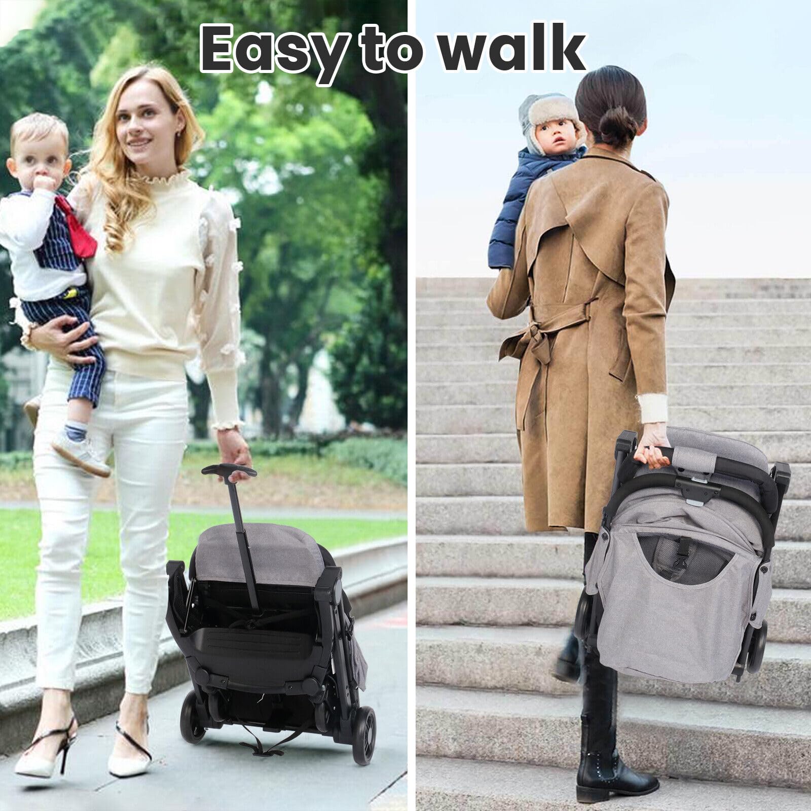COLOR TREE Lightweight Baby Stroller Foldable Compact Travel Strollers for Airplane with One-Hand Fold Pushchair Adjustable Canopy and Backrest for Toddler & Infant