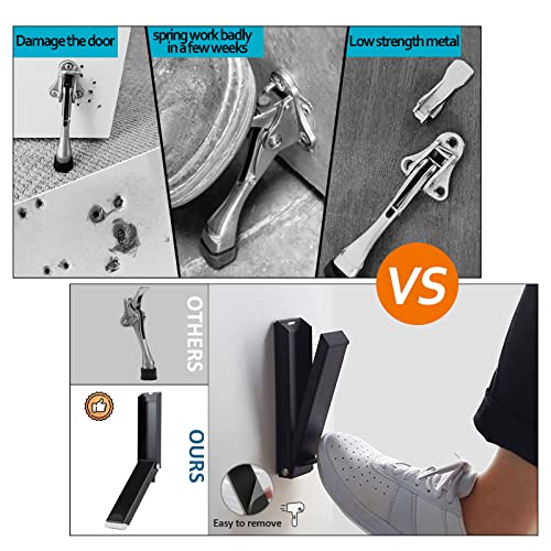 Easy Pedal Door Stoppers, No Drilling Door Stop Hold Door Open, One Touch Kick Down Doorstop Holder for Bottom of Door(White, 1 Pack)