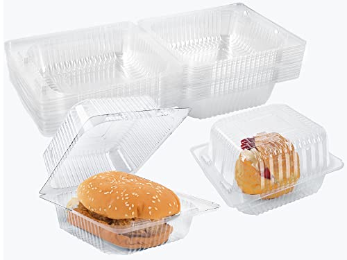 MINGXIAN 80 Pcs Clear Plastic Take out Containers,Disposable Clamshell Dessert Container with Lid, for Salads, Pasta, Sandwiches (5x4.7x2.8 in)