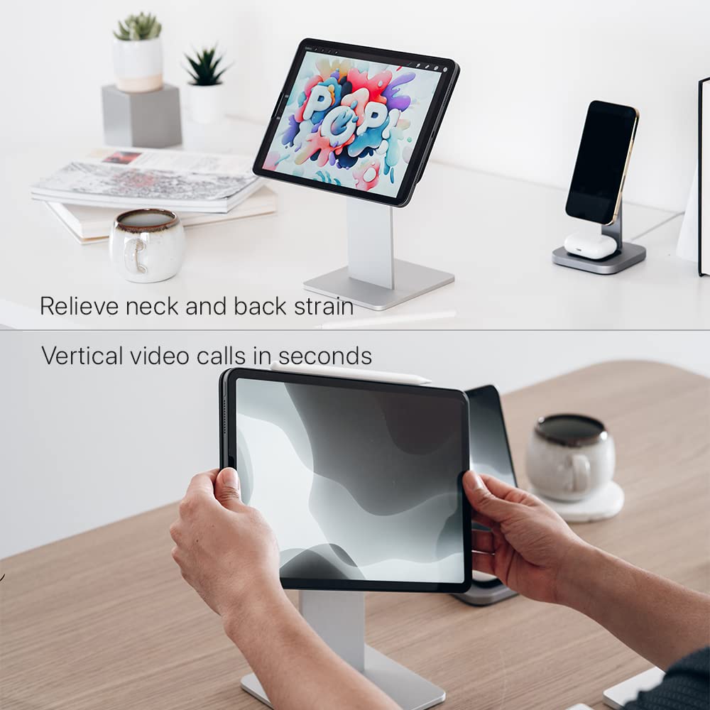 CharJenPro MagFlott V2.0: Magnetic Stand for iPad Pro 12.9", iPad Air 13" M2 (2024). Successful Kickstarter. includes 6β USB C Cable, Stronger Magnets & Hinge, Full 360 Rotate.
