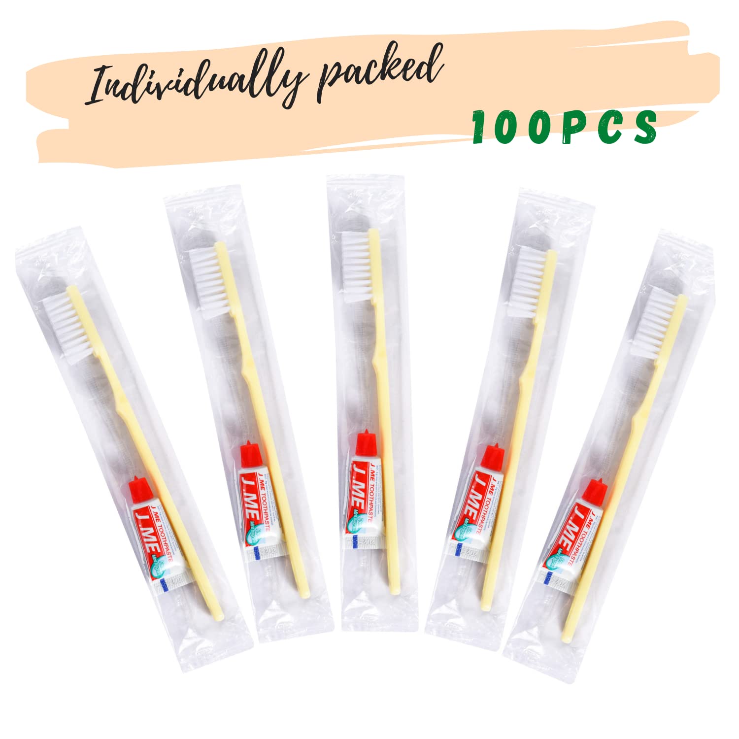 G-Smile100 pcs Individually Wrapped Disposable Toothbrushes with Toothpaste