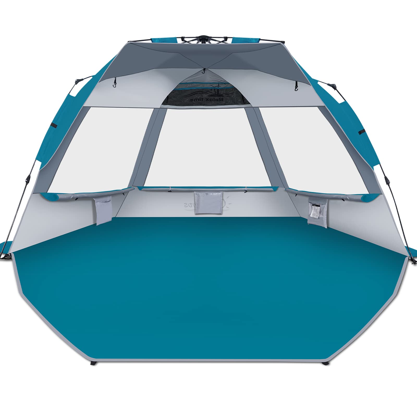 COMMOUDS 110" Wide Beach Tent for 5-6 Person, UPF 50+ Instant Beach Tent Sun Shelter, Portable Pop Up Beach Sun Shade, Lightweight and Easy Set Up