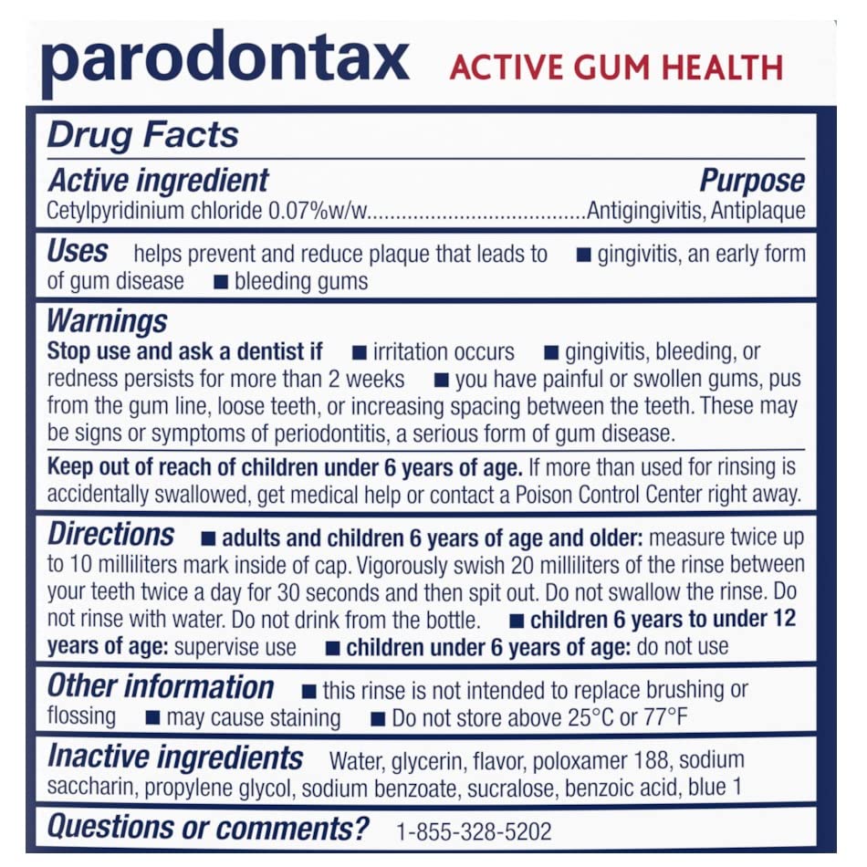 Parodontax Active Gum Health Mouthwash, Antiplaque and Antigingivitis Mouthwash, Mint, 16.9 Fl Oz