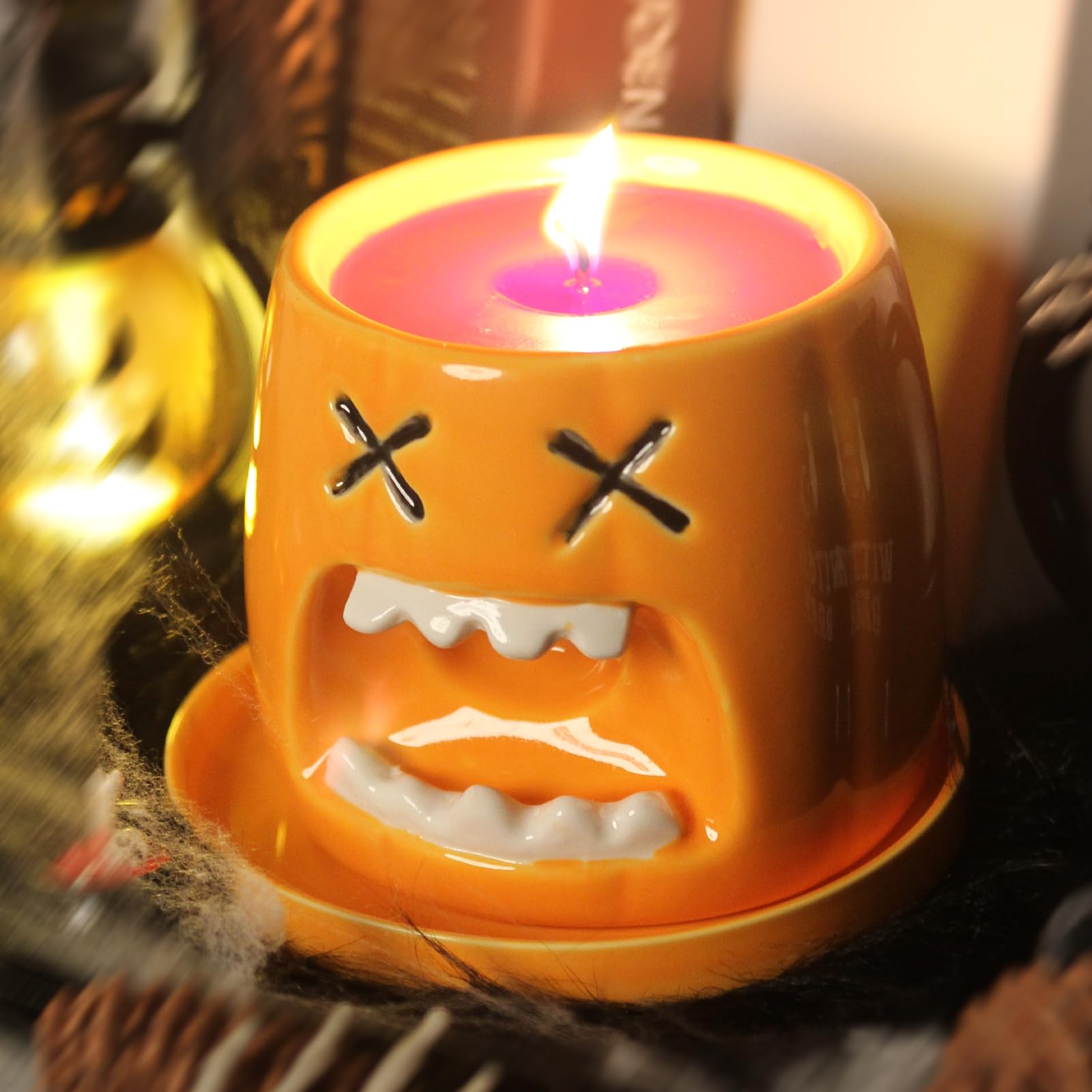 Halloween Candles - Gothic Candles - Bleeding Candles! Pure Natural Soy Wax - Quality Ceramics - Vintage Farmhouse Decor for Home Interior Room Table, Spooky Gift!
