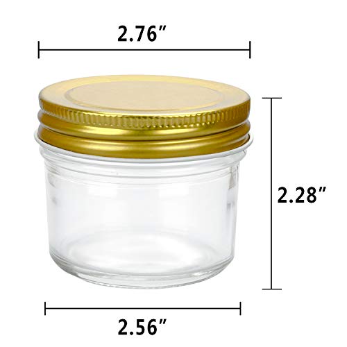 Encheng 4 oz Clear Glass Jars With Lids(Golden),Small Spice Jars For Herb,Jelly,Jams,Wide Mouth Manson Jars Canning Jars For Kitchen Storage 40 Pack