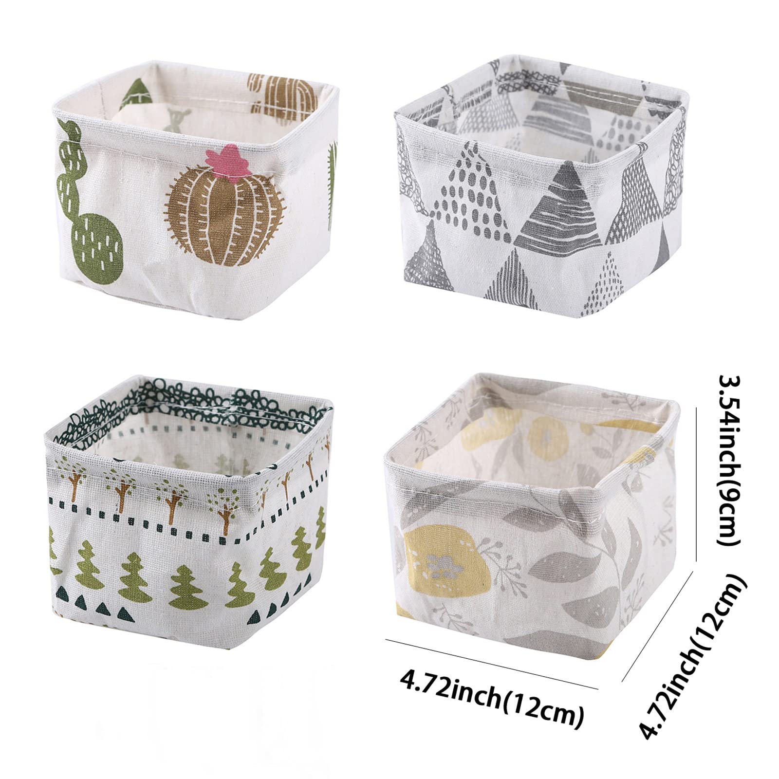 Desktop Waterproof Mini Canvas Storage Basket Bins Organizer Makeup Sundries Storage Box for Brush Pen Lipstick Hair ring Holder Drawer divider (A combination)