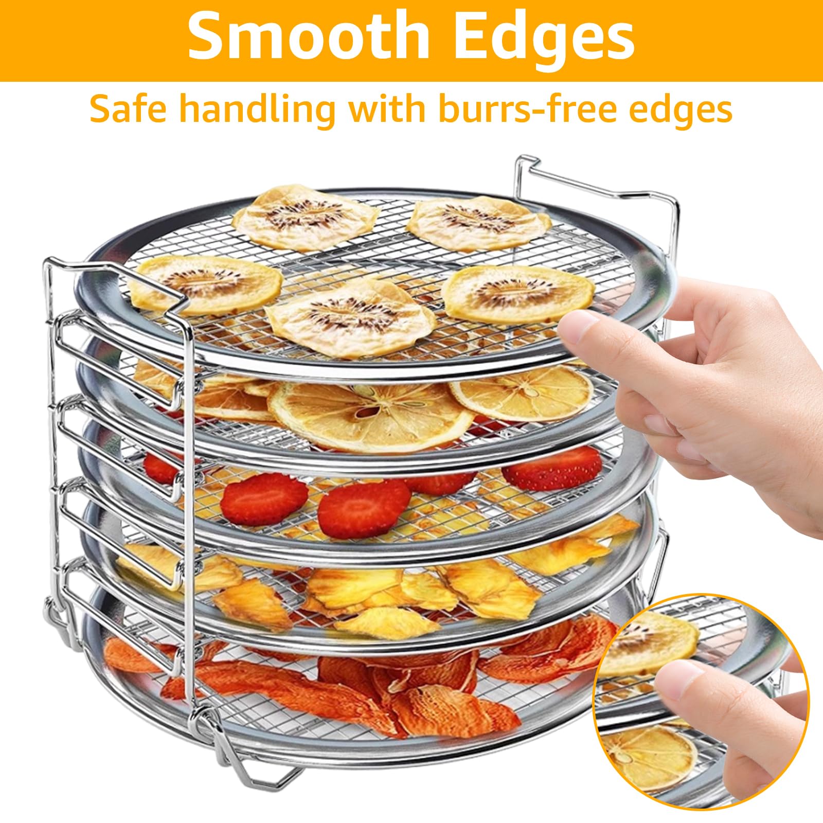 GBACHOOSE Dehydrator Rack Stainless Steel Stand Accessories Compatible with Instant Pot 8 Qt Pressure Cooker and Air Fryer Rack, Stainless Steel Cooker Rack with Five Stackable Layers