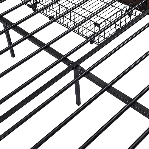 HAUSHECK Queen Size Bed Frame, Queen Platform Bed w/ 4 Large Storage Drawers on Wheels, Metal Bedframe No Box Spring Needed w/Strong Metal Slat Support Mattress Foundation for Kids, Teen & Adults