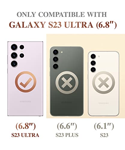 GVIEWIN Compatible with Samsung Galaxy S23 Ultra Case with Slide Camera Cover, [Military Grade Drop Protection] Slim Marble Shockproof Protective Phone Case Fit S23 Ultra 5G 6.8" (Quicksand/Purple)