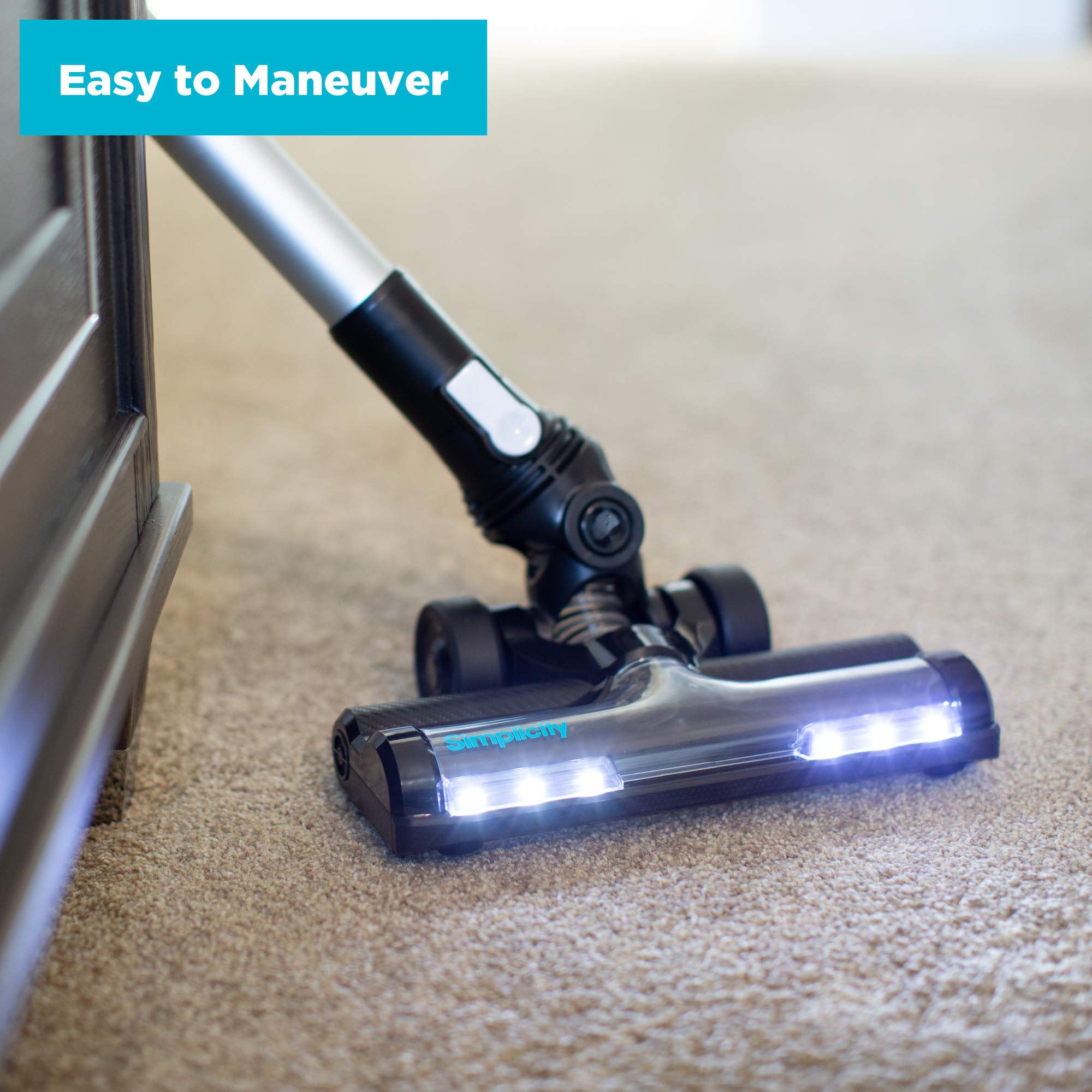 Simplicity Vacuums S65S Vacuum Cleaner Cordless Carpet and Hard Floor Superstar, One-Click and Go Vacuum Stick with Two Speeds, Converts to Handheld Vacuum Cleaner for Car and Home Cleaning