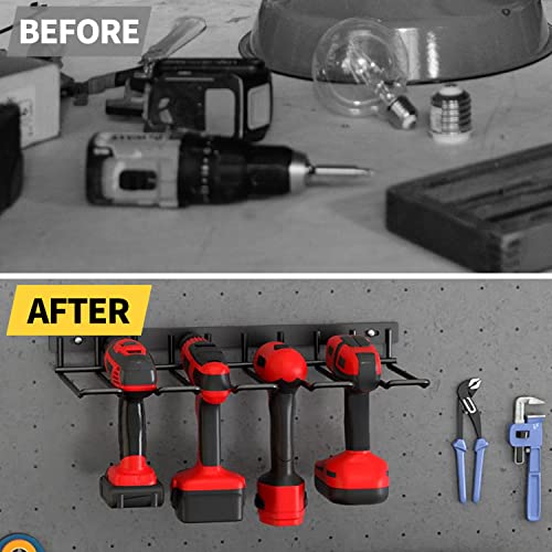 SOOANGEL Power Tool Storage Organizer, Tool charging station, Drill Charging Station Garage Organization& Storage,Heavy Duty Floating Tool Shelf for Workshop Shed Pegboard (2 Pack)