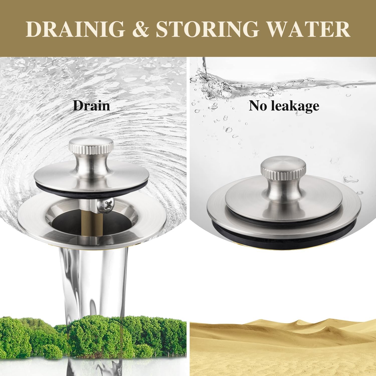 UNI-DRAIN Bathtub Drain Plug with Hair Catcher 1-1/4" NPSM Bathtub Drain Stopper Fine Thread(Nickel Brushed)