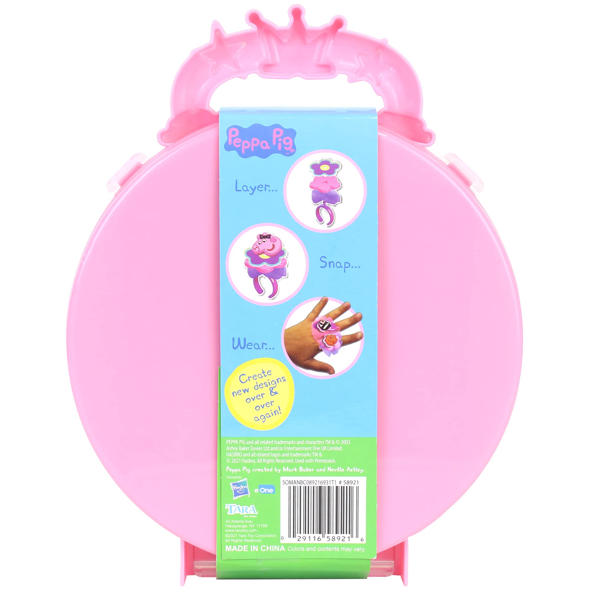 Tara Toys Peppa Pig Snap N' Wear Activity Rings Set, DIY Jewellery Kit for Kids, 3+ Years