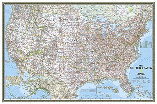National Geographic United States Wall Map - Classic - Laminated (Poster Size: 36 x 24 in) (National Geographic Reference Map)
