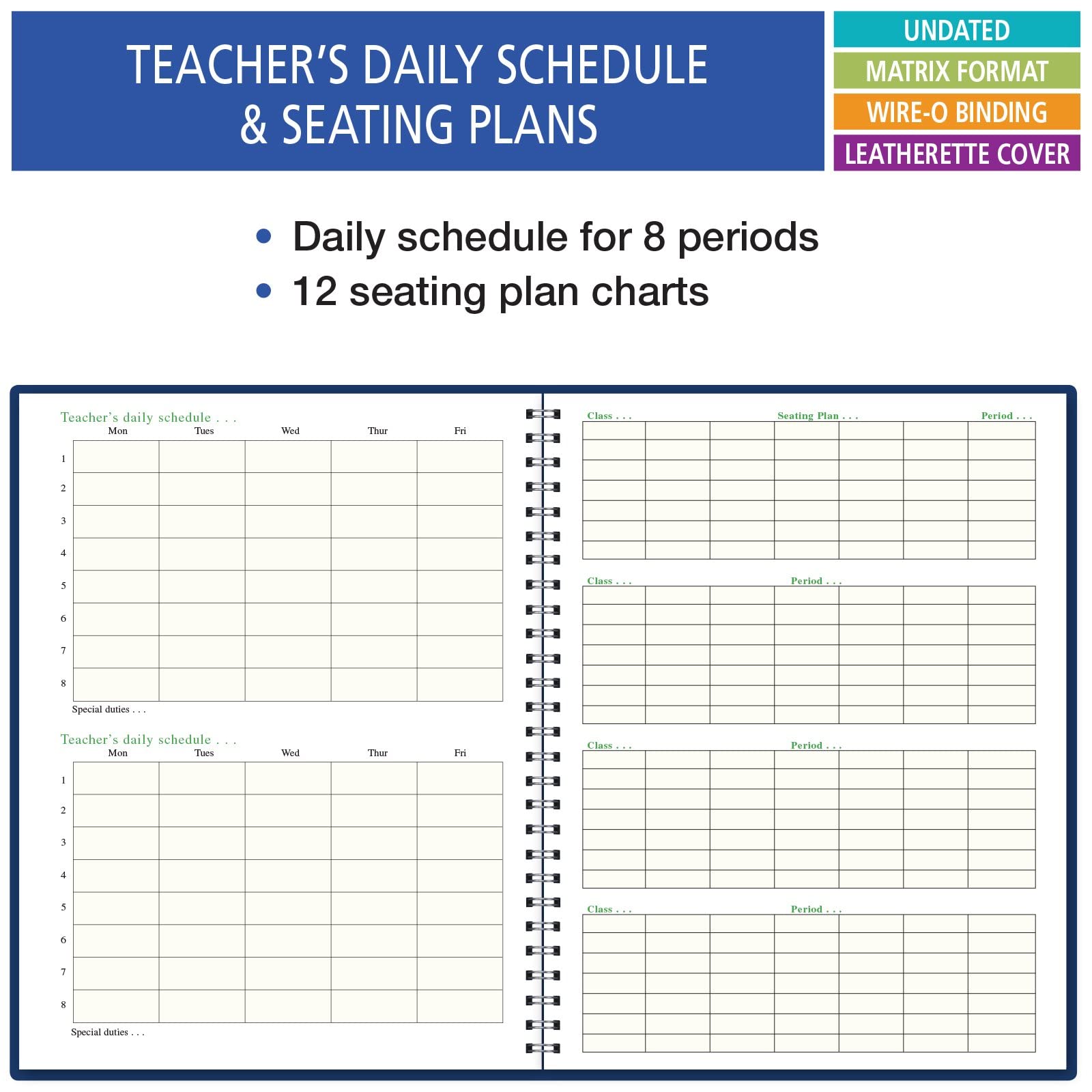 Elan Publishing Company 7 Period Teacher Lesson Plan; Days Horizontally Across The Top (W101)