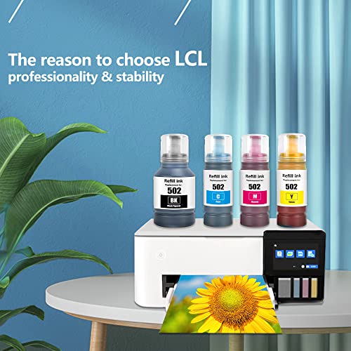 LCL Compatible Refill Ink Bottle Replacement for 502 T502 T502120 T502220 T502320 T502420 ET-2700 ET-2750 ET-3700 (5-Pack,2Black Pigment 127ML,CMY Dye 70ML)