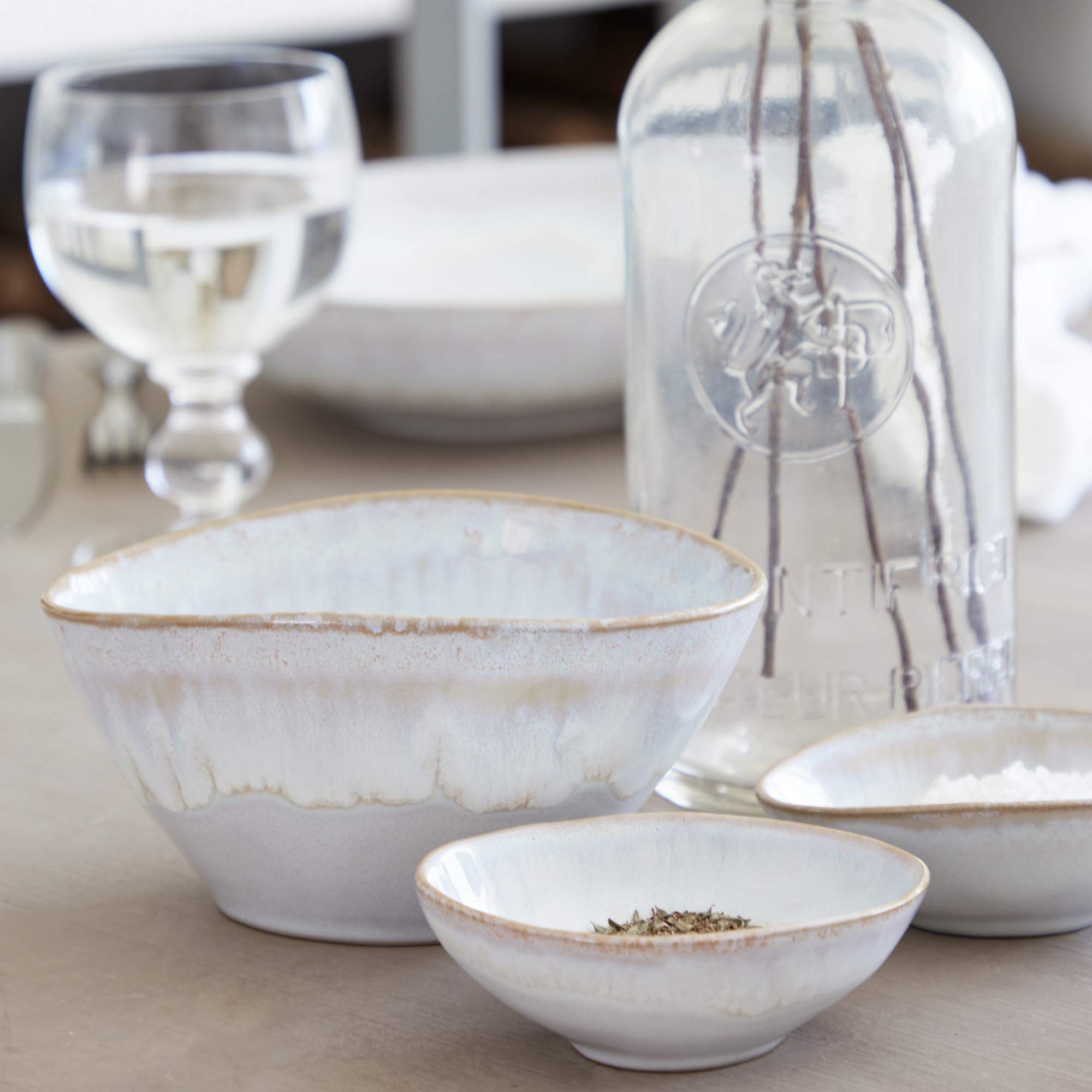 Costa Nova Ceramic Stoneware 15 oz. Oval Soup & Cereal Bowl - Brisa Collection, Sal (White) | Microwave & Dishwasher Safe Dinnerware | Food Safe Glazing | Restaurant Quality Tableware