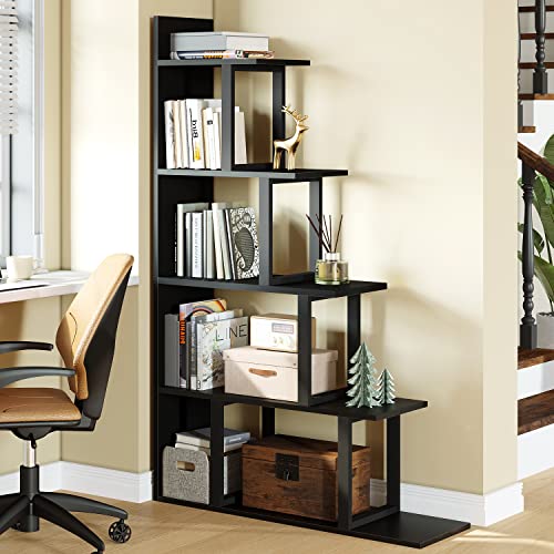 YITAHOME 5 Tiers Bookshelf, Modern 5 Shelf Bookcase Freestanding L Shape Bookshelves Display Shelf Storage Organizer Corner Bookshelf and Bookcase for Living Room Bedroom Home Office Hallway, Black