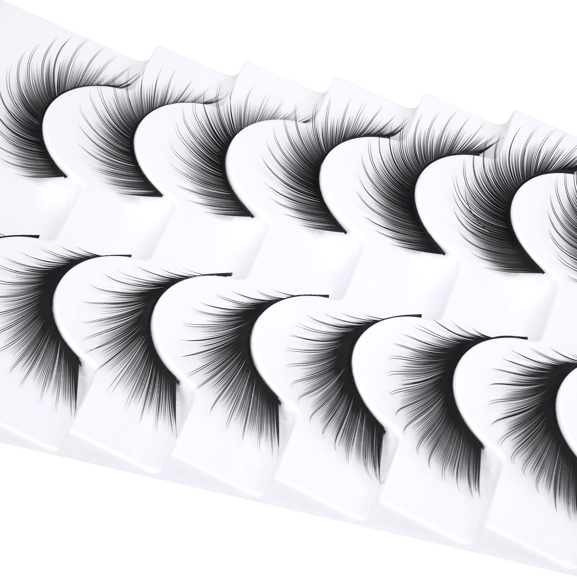 Fox Eye Lashes Cat Eye Wispy Lashes Look Like Extensions False Eyelashes Fairy Angel Wing Lashes Natural Look Soft 8 Pairs Fake Eyelashes Pack