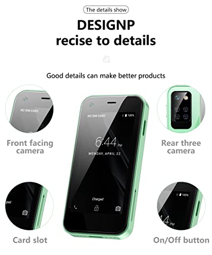 Mini Smartphone Unlocked Android Phone 1GB RAM 8GB ROM Quad Core Dual SIM WiFi 3G WCDMA Small Mobile Phones Google Play Whatsapp for Student Children (C-White)