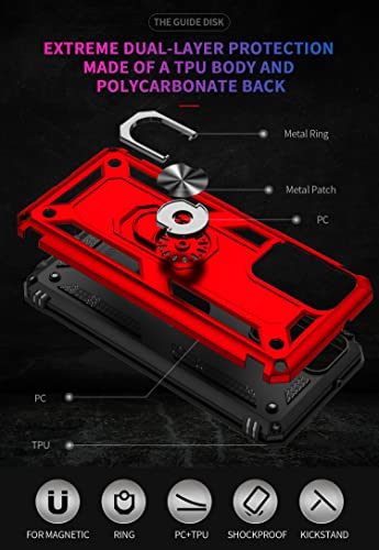 SunRemex for Samsung Galaxy A03S Case with Tempered Glass Screen Protector, Samsung A03S Case Kickstand [Military Grade] 16ft.Drop Tested Protective Cover for Samsung Galaxy A03S (A03S_Red)