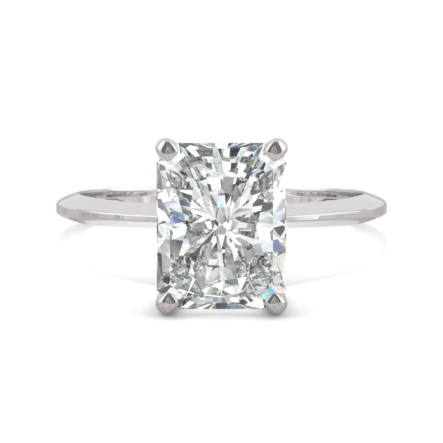 Charles & Colvard Created Moissanite 9x7mm Radiant Cut Engagement Ring for Women | 2.7 cttw DEW | Lab Grown | Solid 14K White Gold with Rhodium | Size 7