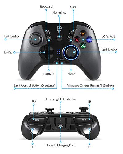 EasySMX Wireless Gaming Controller for Windows PC/PS3/Android TV BOX, Dual Vibration Plug and Play Gamepad Joystick with 4 Customized Buttons, Battery Up to 14 Hours, Work for Nintendo Switch (Renewed)