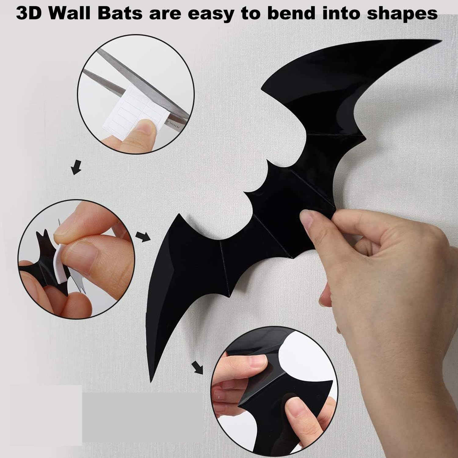 Halloween Hanging Glitter Ghost Banner with 60PCS 3D Halloween Bats β Spooky Party Decorations for Home, Office, and Classroom β Indoor and Outdoor Halloween Decor Set