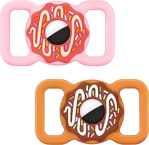 Newest Ankilo Airtag Pet Collar Holder for Cats Dogs, 2 Pack GPS Tracker Cat Collar Holder, Doughnuts Shape Air Tag Holder Accessories for Dog Collar, Compatible with 0.8-1IN Pet Cat Dog Collars
