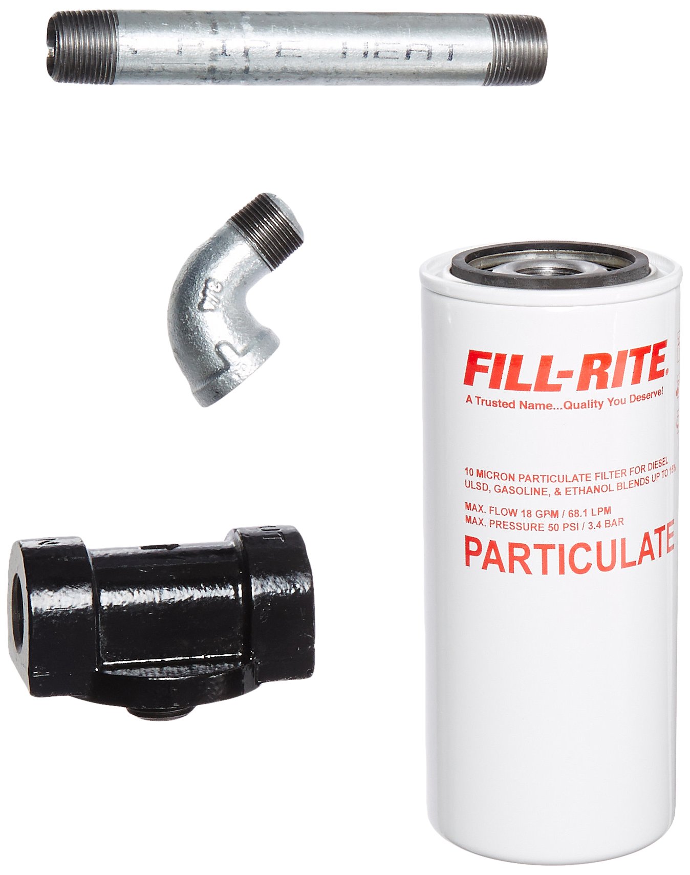 Fill-Rite FR1211H 12V 15 GPM Fuel Transfer Pump w/Standard Mechanical Meter Package (Gallons) & 1200KTF7018 18 GPM 10 Micron Particulate Filter Kit