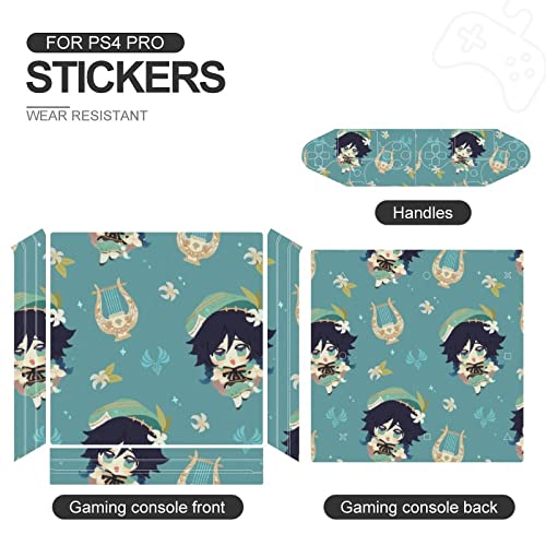 Cute Mini Genshin Impact PS4 controller and console skin sticker protective cover wireless/wired gamepad controller Full body skin Body Vinyl Sticker Decal Cover Skin