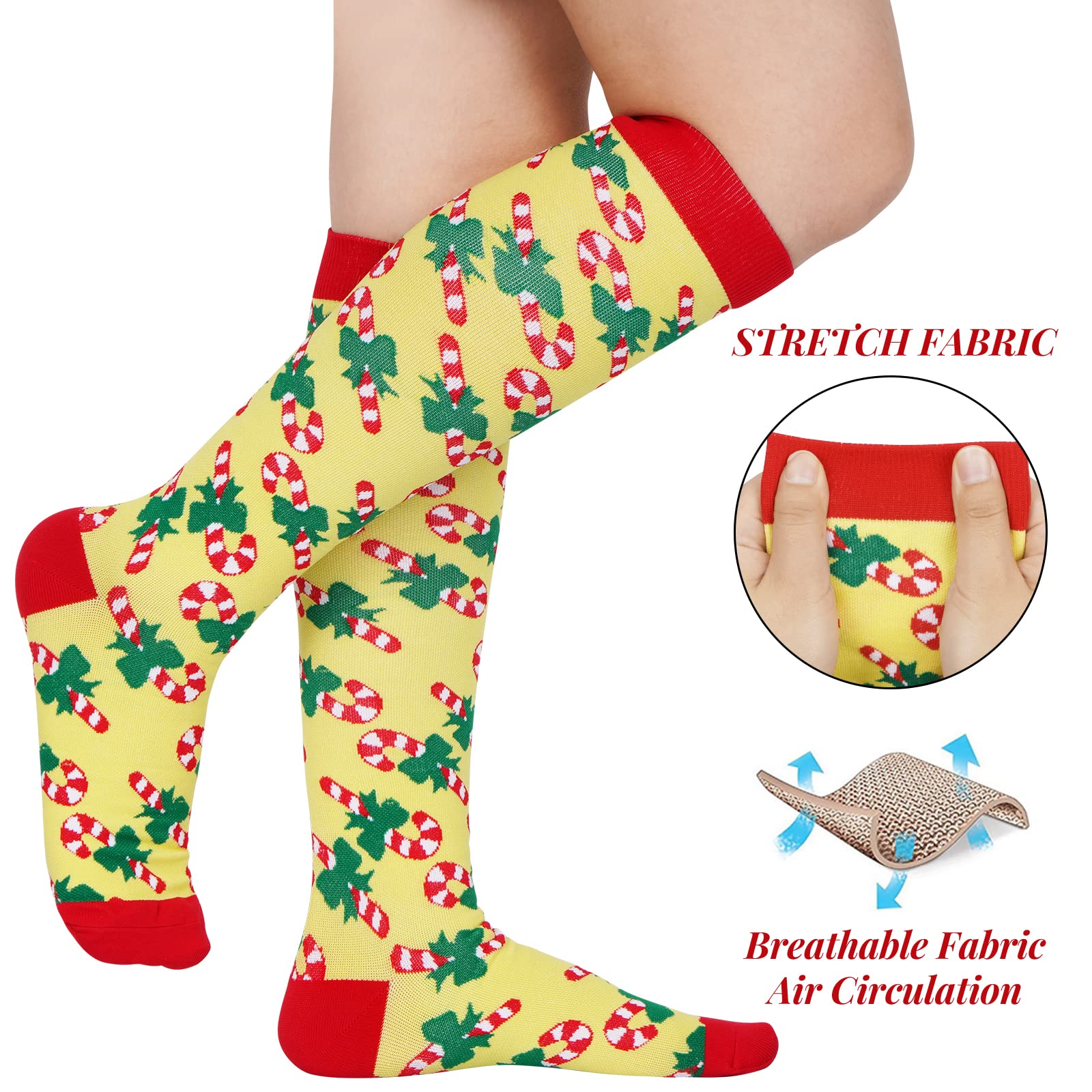Compression Socks Women and Men Circulation, 4 Pairs 15-20mmhg Knee High Compression Socks for Running, Travel, Athletic, Nurses