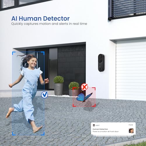 CutePanda 1080P Doorbell Video Camera Wired, Ring Chime, Home Security System, Indoor/Outdoor, Intelligence Human Detection,Night Vision, Instant Alert, Two-way Audio, Easy Installation