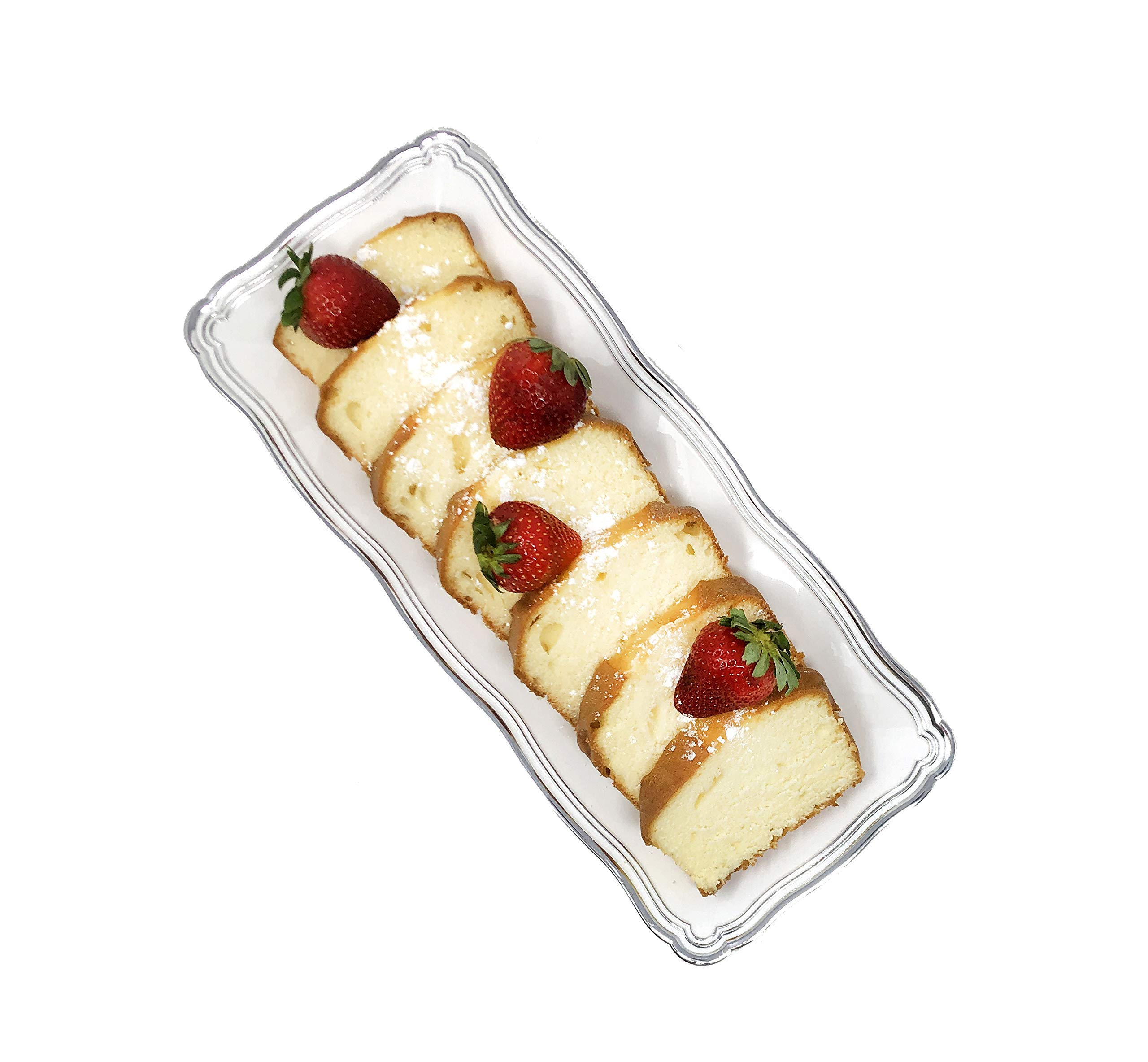 Elegant Aristocrat Collection White/Silver Serving Trays - 13.75” x 6” (Pack of 2) - Chic Luxury Design - Ideal for Any Occasion & Event